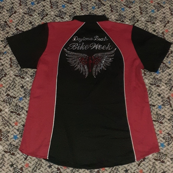 Vintage | Tops | 9s Daytona Beach Biker Wear Button Up Work Shirt Biker ...